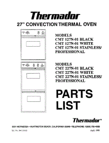 Thermador CMT227N-01 Wall Oven Parts | Diagrams & OEM Fast Ship