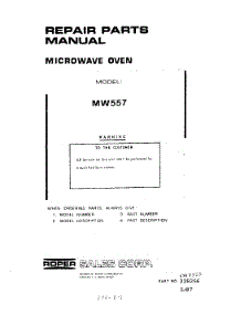 Roper MW557 Microwave Parts | Diagrams & OEM Fast Ship