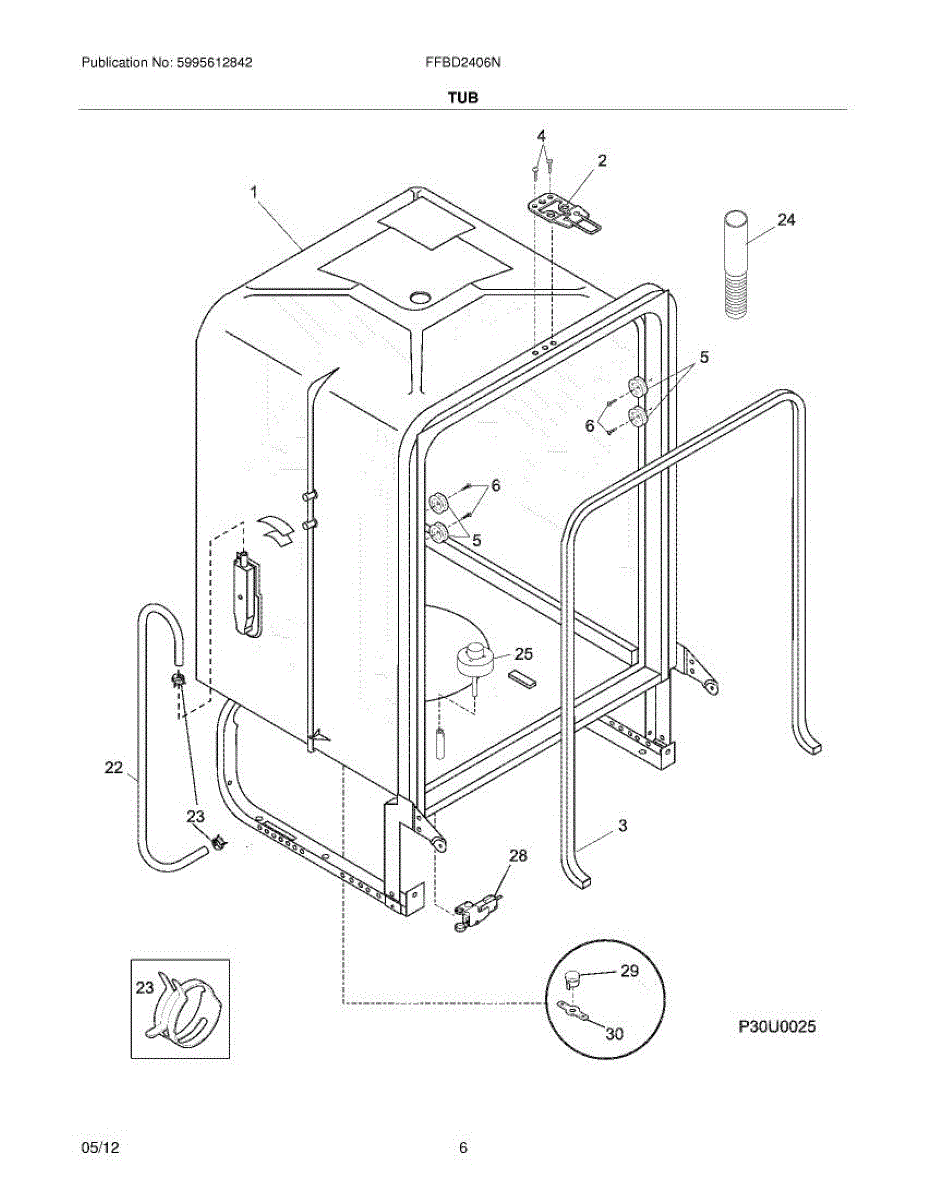 Parts for Frigidaire FFBD2406NS0A: 07 - Tub Parts - AppliancePartsPros.com
