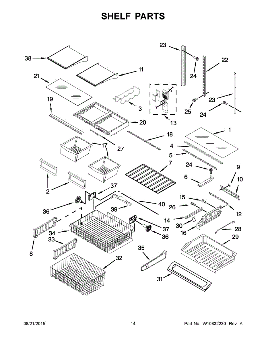 Parts for Kitchenaid KRFC300ESS01: 08 - Shelf Parts ...