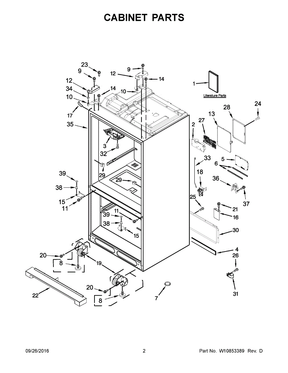 Parts for Kitchenaid KRMF706EBS01: 02 - Cabinet Parts ...