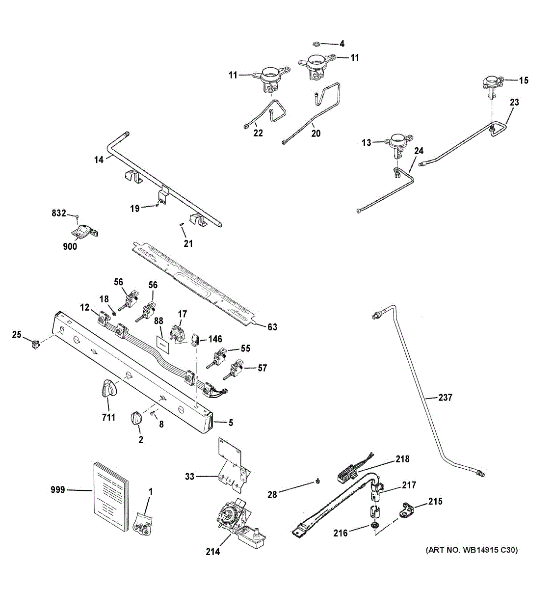 Parts for Hot Point RGBS330DR1WW: Gas & Burner Parts ...