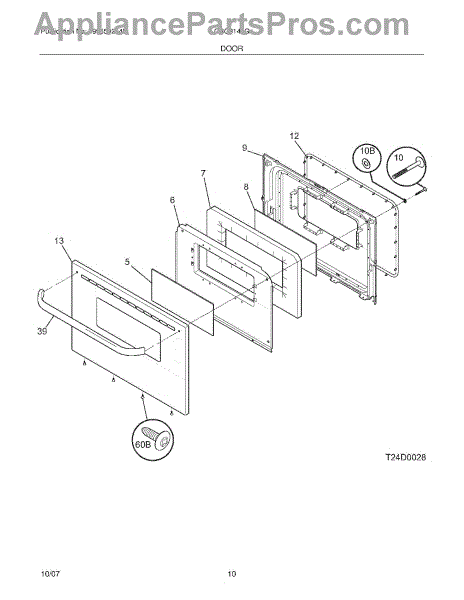 Parts for Electrolux CRG3140GWWB: 11 - Door Parts - AppliancePartsPros.com