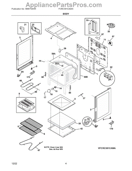 Parts for Electrolux FCRC301CAWG: 03 - Body Parts - AppliancePartsPros.com