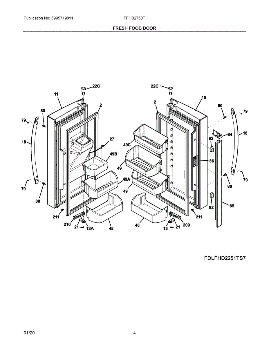 Parts for Electrolux FFHB2750TS8: 03 - Fresh Food Door Parts ...
