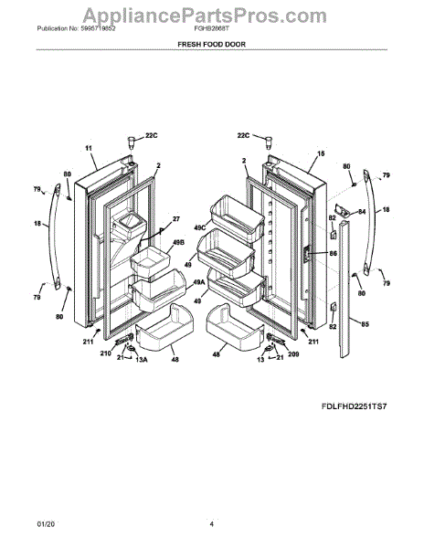 Parts for Electrolux FGHB2868TF5: 03 - Fresh Food Door Parts ...