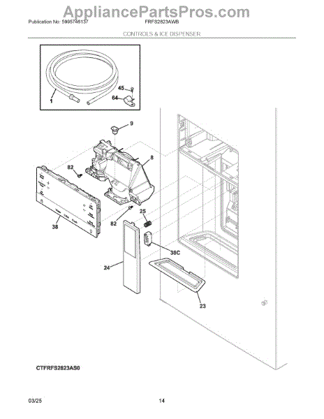 Parts for Electrolux FRFS2823AWB: 07 - Controls & Ice Dispenser Parts ...