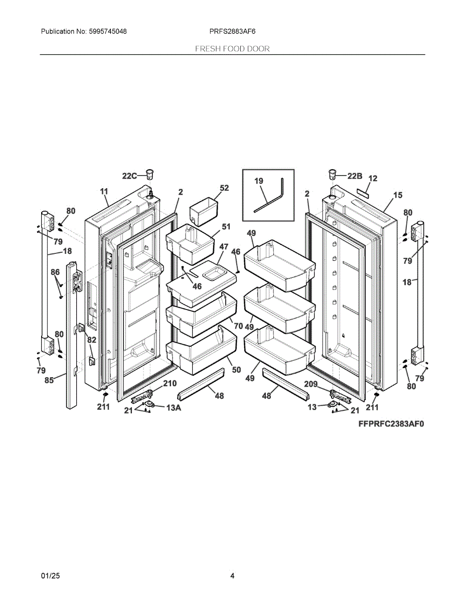 Parts for Electrolux PRFS2883AF6: 03 - Fresh Food Door Parts ...