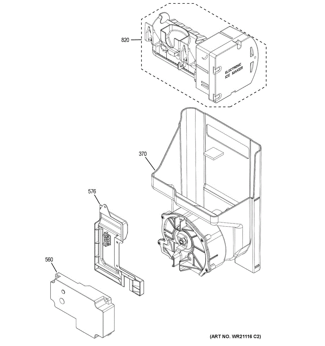 Parts for Ge CFE26KP2NTS1: Ice Maker Dispenser Parts ...