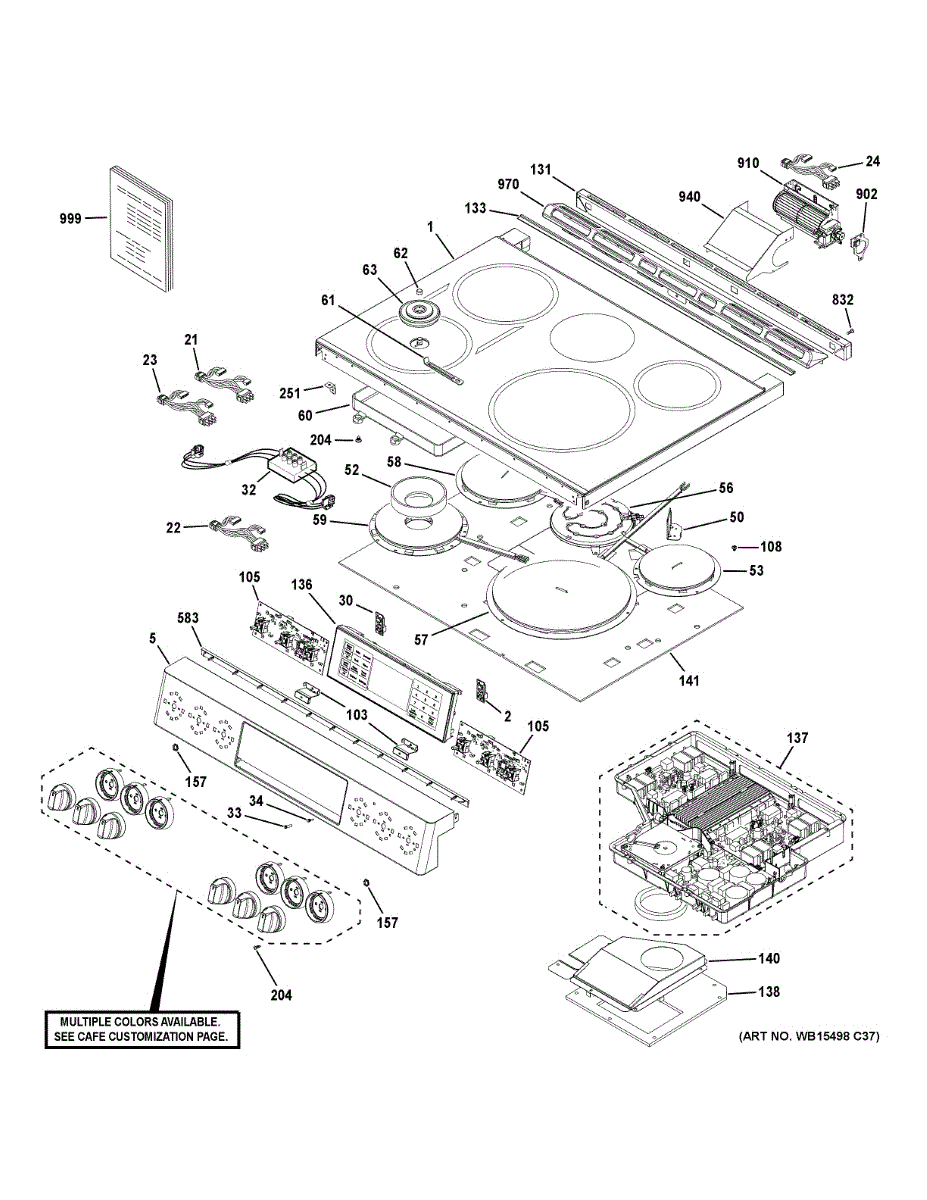 Parts for Ge CHS90XP2M5S1: Control Panel & Cooktop Parts ...
