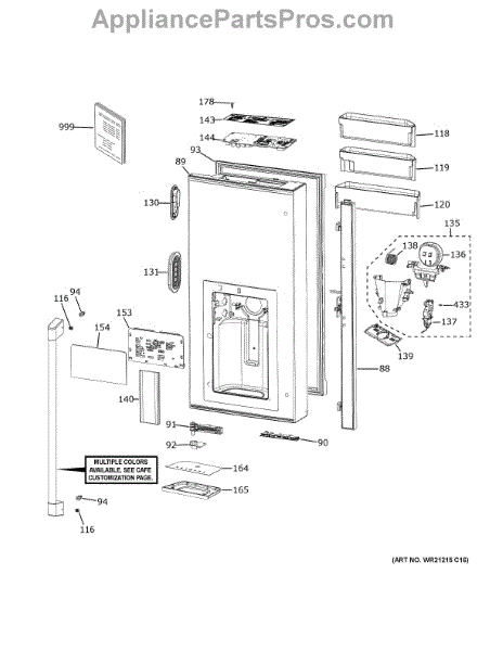 Parts for Ge CXE22DP2PBS1: Dispenser Door Parts - AppliancePartsPros.com