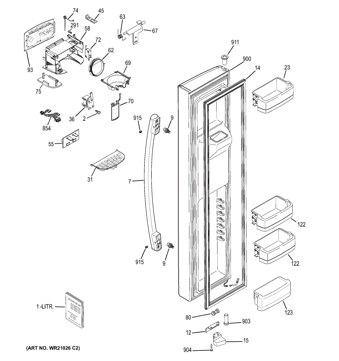 Parts for Ge DSE26JSECCSS: Freezer Door Parts - AppliancePartsPros.com