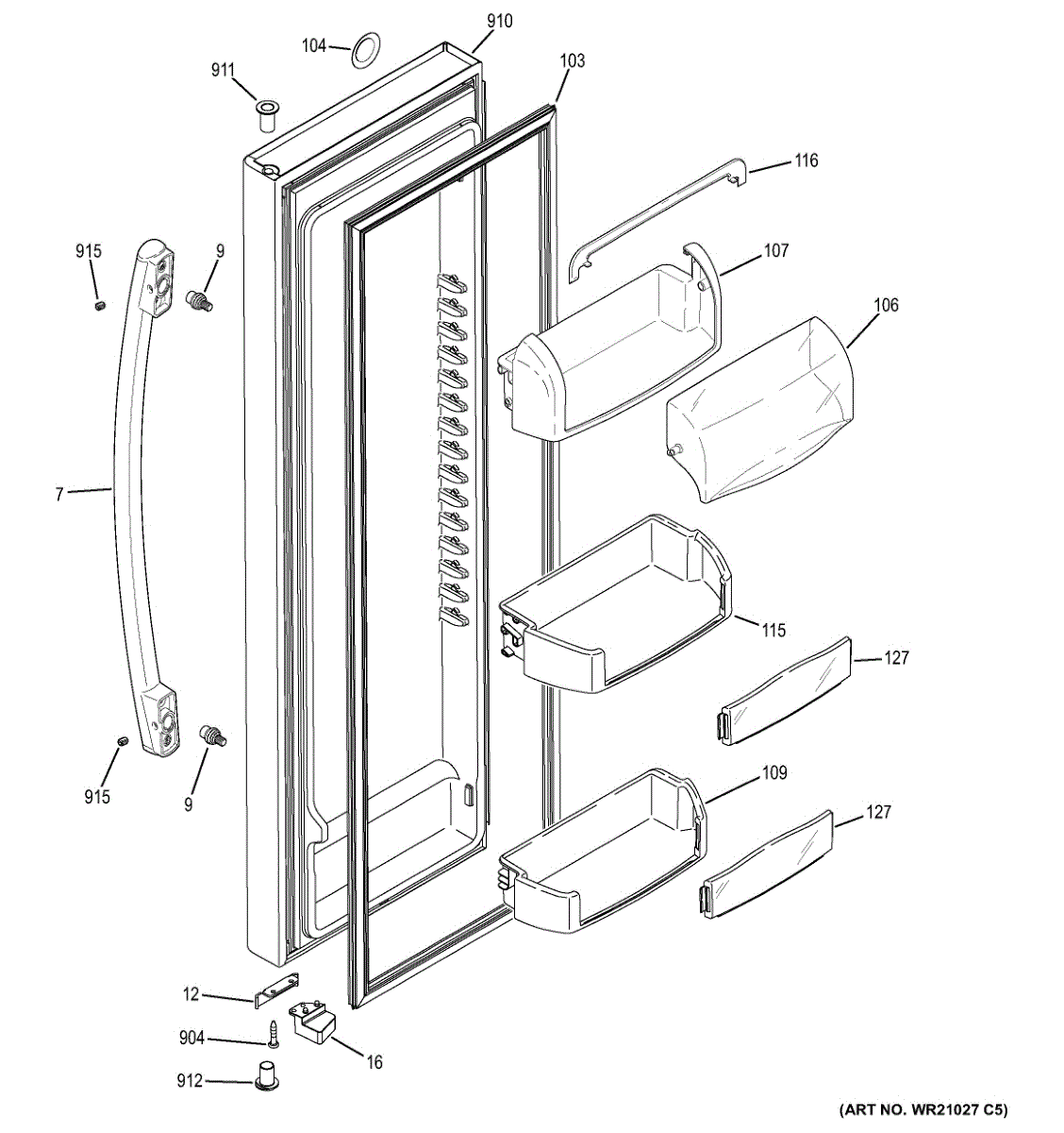 Parts for Ge DSE26JSECCSS: Fresh Food Door Parts - AppliancePartsPros.com