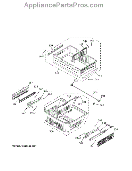 Parts for Ge GYE22GENJDS: Freezer Shelves Parts - AppliancePartsPros.com