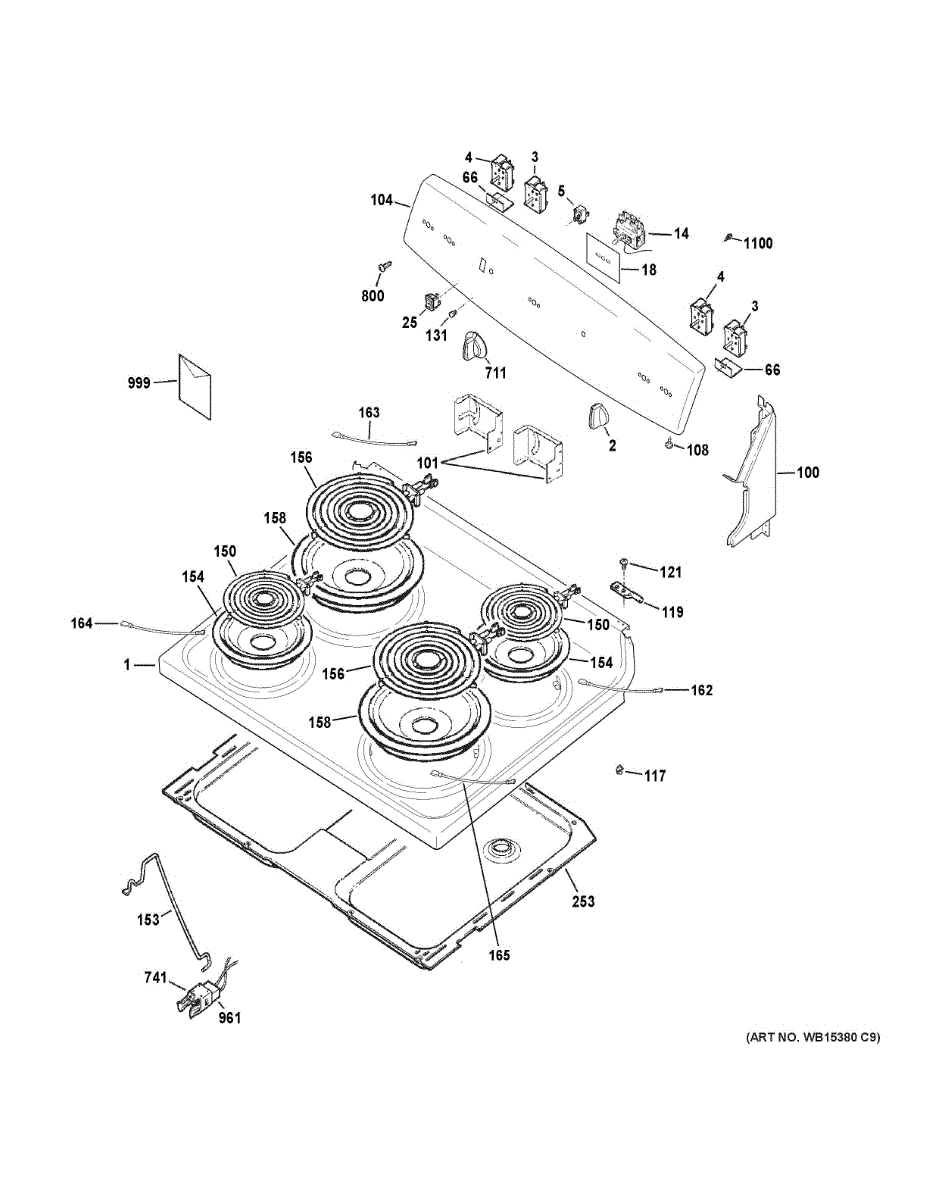 Parts for Ge RBS330DR3WW: Control Panel Cooktop Parts ...