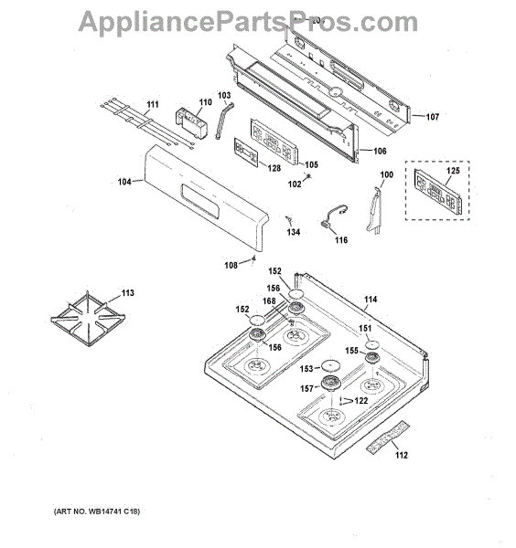 Parts for Ge XGBS400DM1WW: Control Panel Cooktop Parts ...