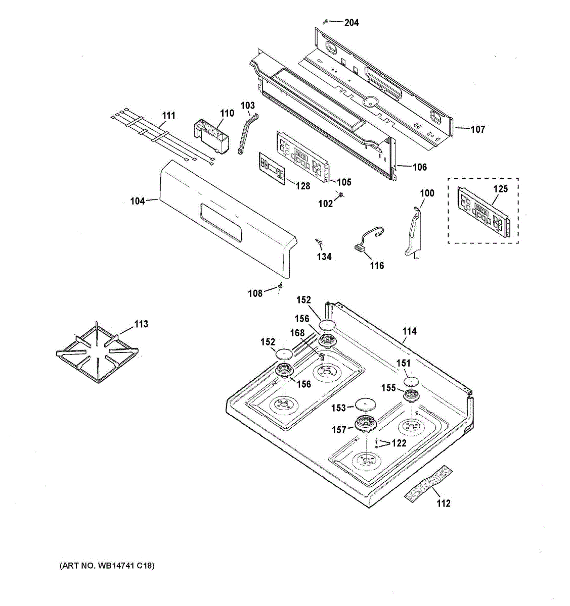 Parts for Ge XGBS400DM1WW: Control Panel Cooktop Parts ...