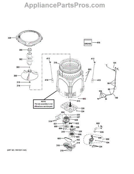 Parts for Ge YTW4514SN1WS: Tub Motor Parts - AppliancePartsPros.com