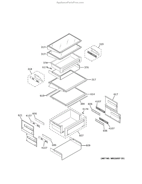Parts for Ge ZISS360DNGSS: Fresh Food Shelves Parts ...