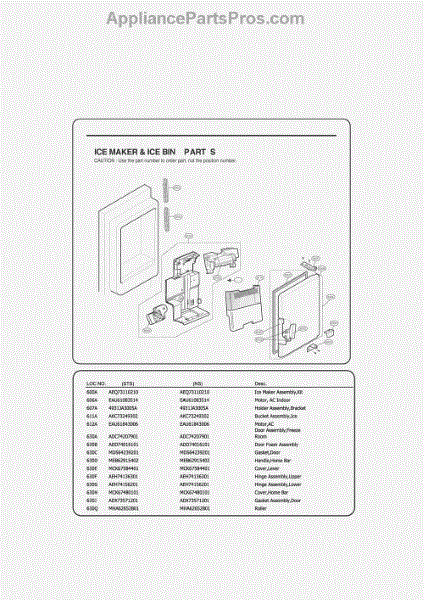 Parts for Lg GC-L28AGSXM: Ice Maker And Ice Bin Parts ...