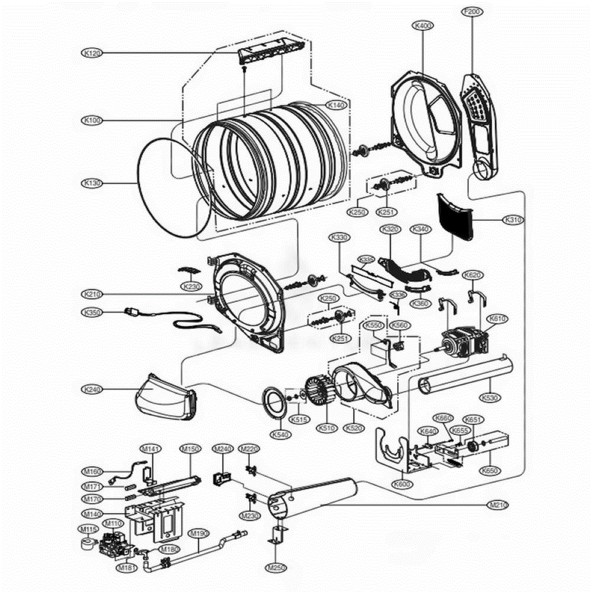 Parts for Lg GD1329LGS2: Drum And Motor Assembly Gas Type Parts ...