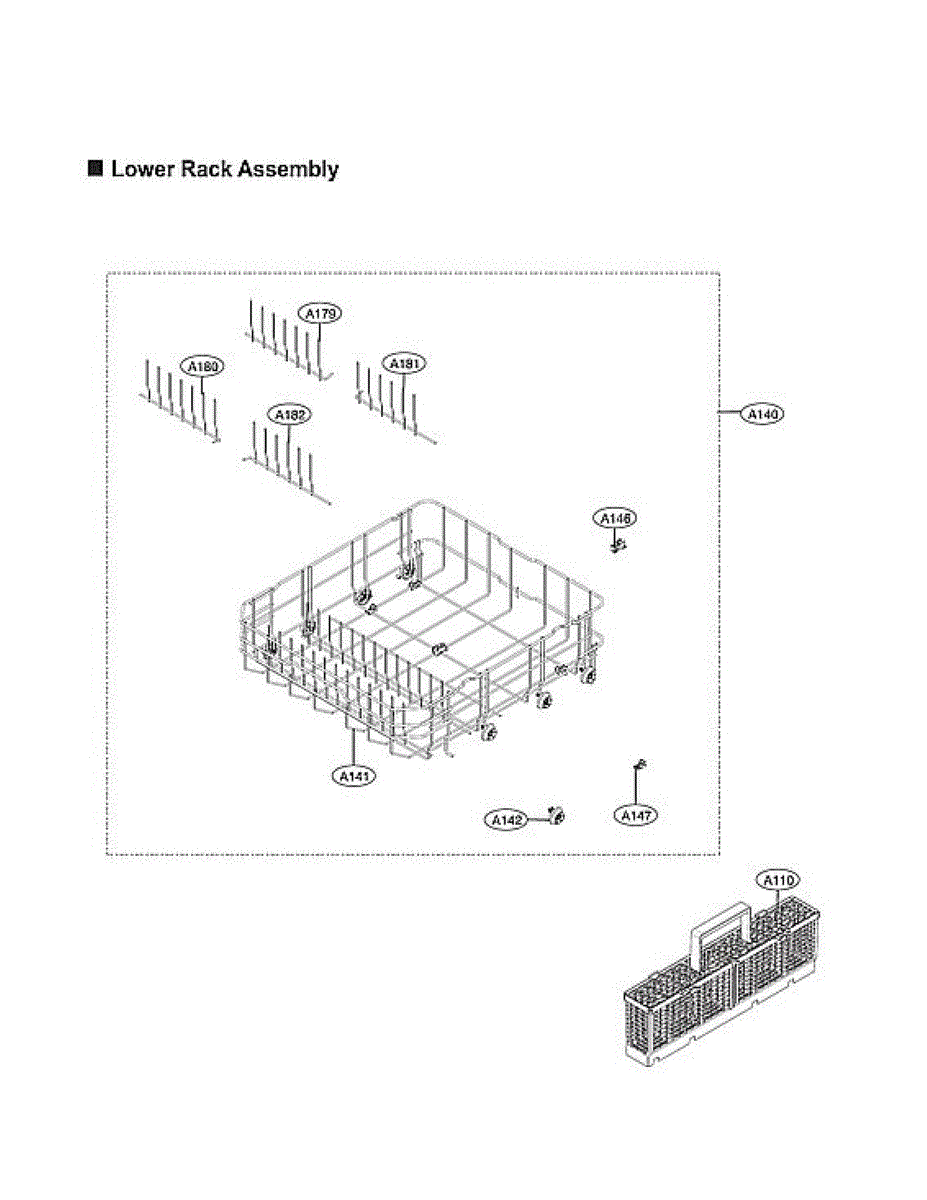 Parts for Lg LDF5678SS: Lower Rack Assy Parts - AppliancePartsPros.com