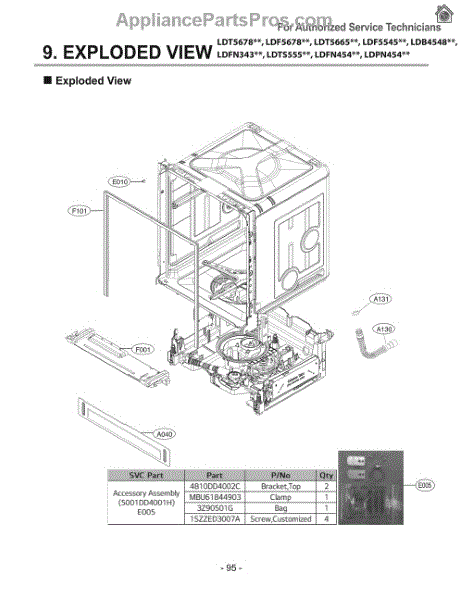 Parts for Lg LDPN454HT: Diagram 1 Parts - AppliancePartsPros.com