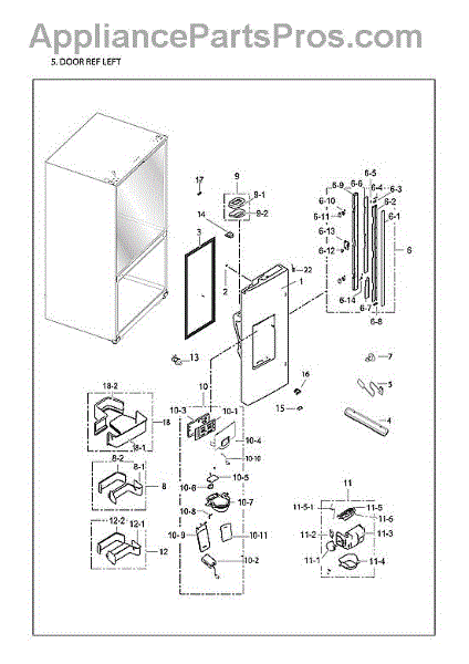 Parts for Samsung RF265BEAESRAA: Left Refrigerator Door Parts ...