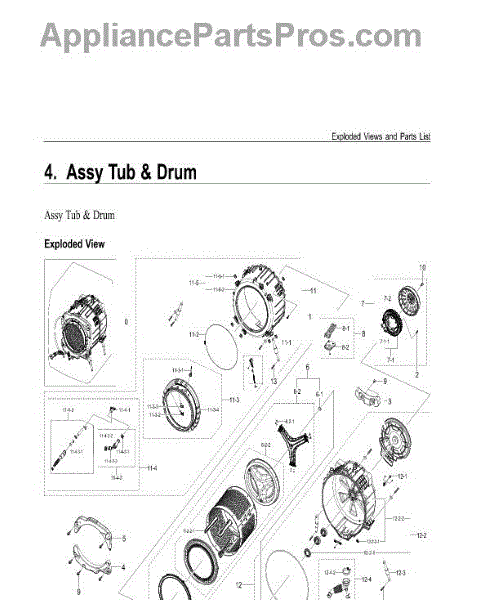 Parts for Samsung WF50A8500AV-A5: 4. Assy Tub & Drum Parts ...