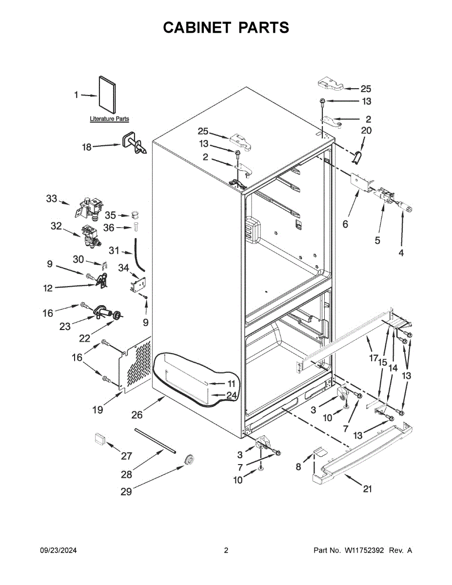 Parts for Whirlpool KRFF300EWH06: 02 - Cabinet Parts ...