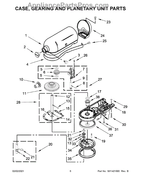Parts for Whirlpool KSM150FBAQ0: 04 - Case, Gearing And Planetary Unit ...