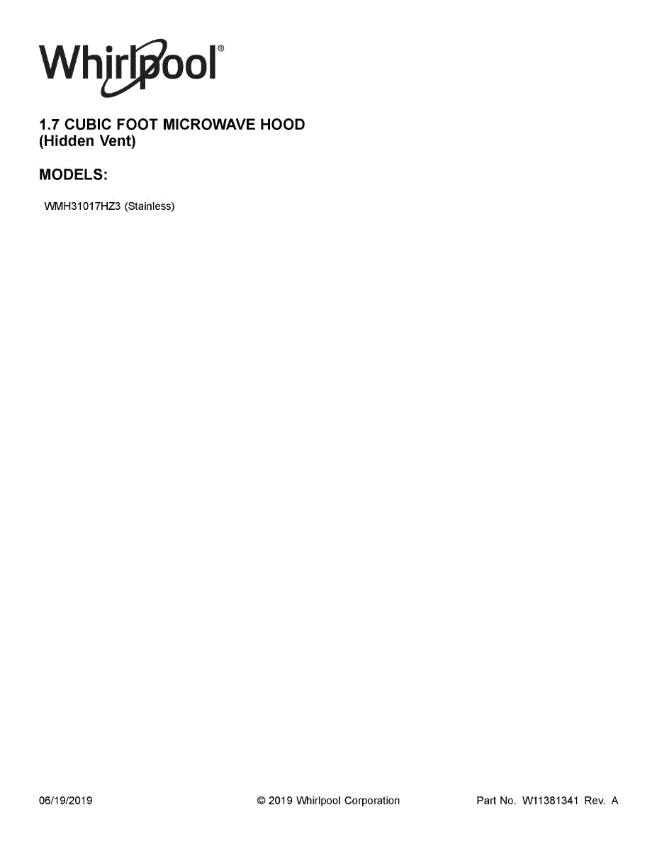 Parts for Whirlpool WMH31017HZ3: 01 - Cover Sheet Parts ...