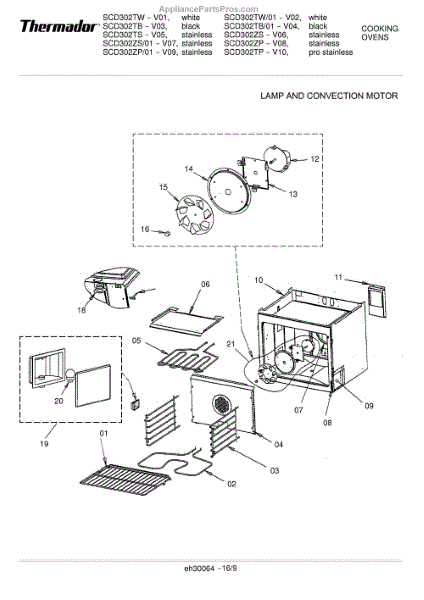 Parts for Bosch SCD302TP: 10 Lamp And Convection Motor Parts ...