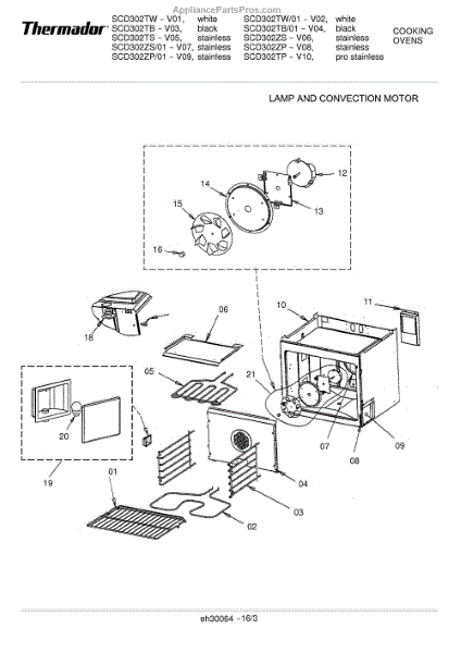 Parts for Bosch SCD302TS: 04 Lamp And Convection Motor Parts ...