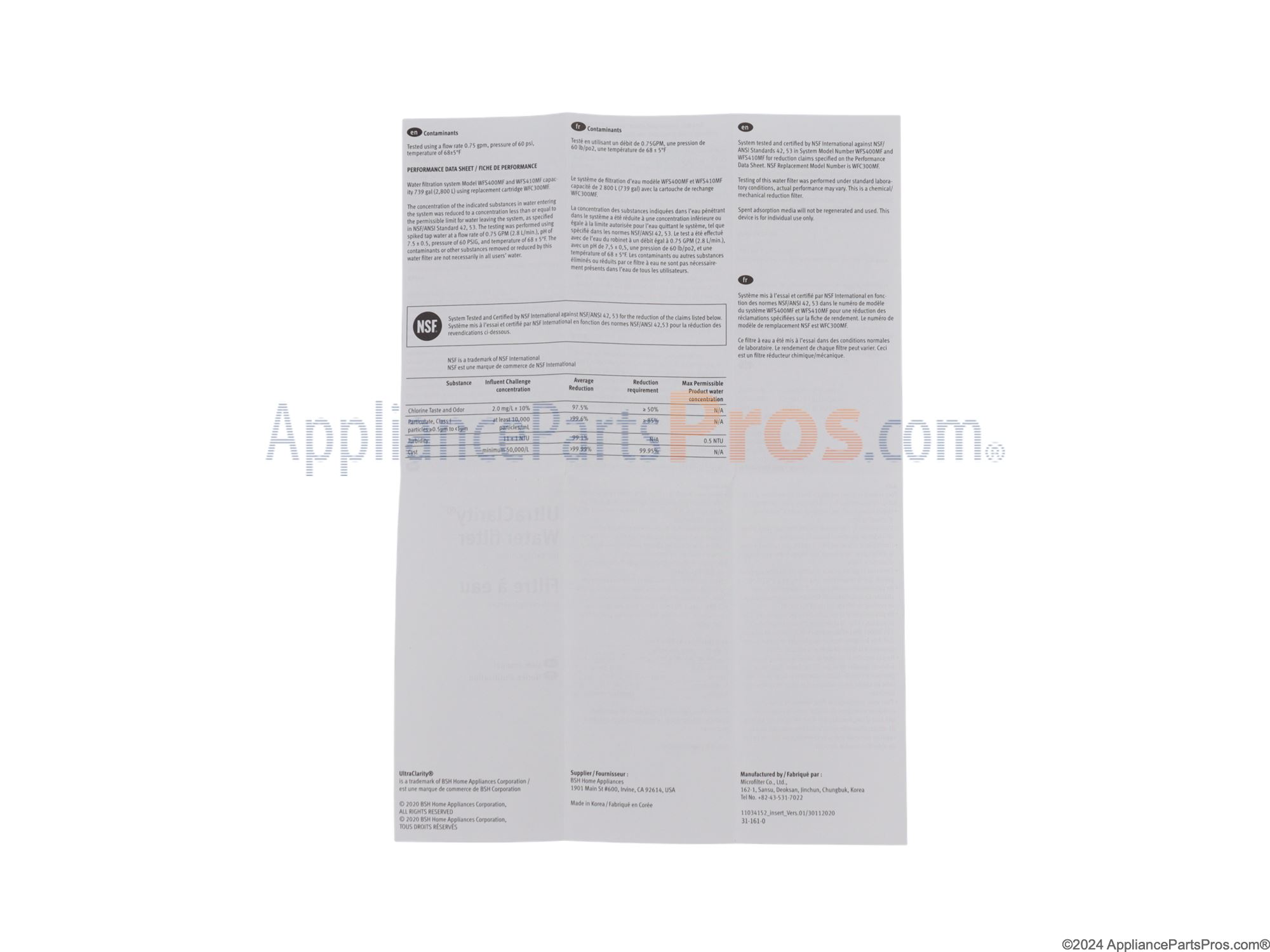 11034152 Water Filter | Genuine Bosch OEM In Stock